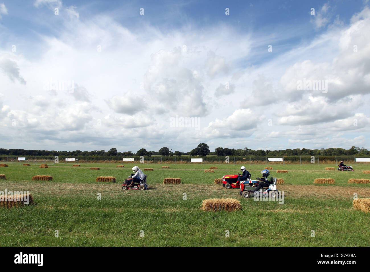 Competitors practice and qualify ahead of the British Lawn Mower Racing ...