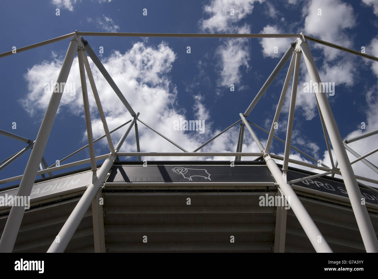 A general view of the Derby County logo of the iPro Stadium Stock Photo - Alamy