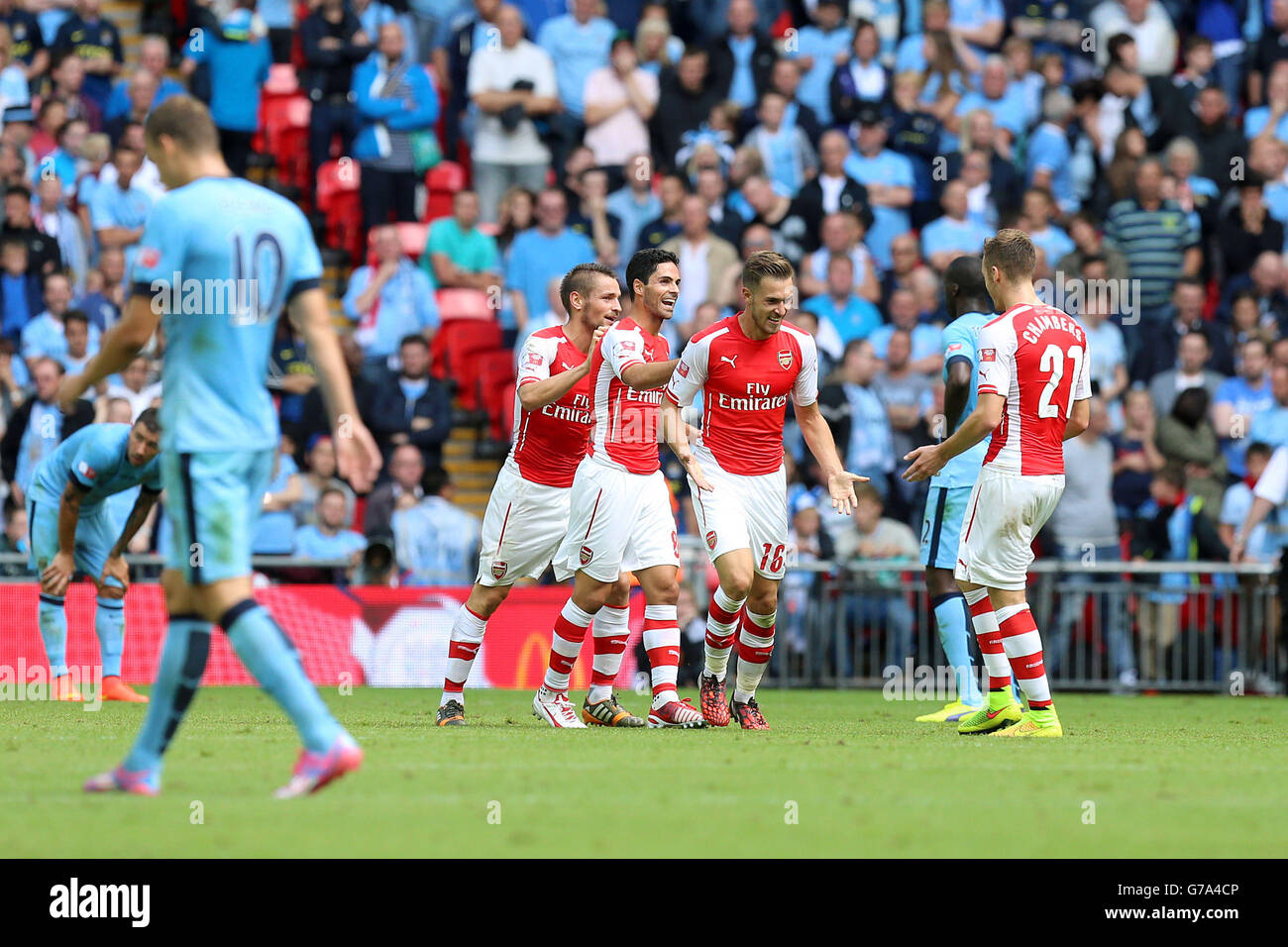 Celebration celebrating full length soccer shield hi-res stock ...