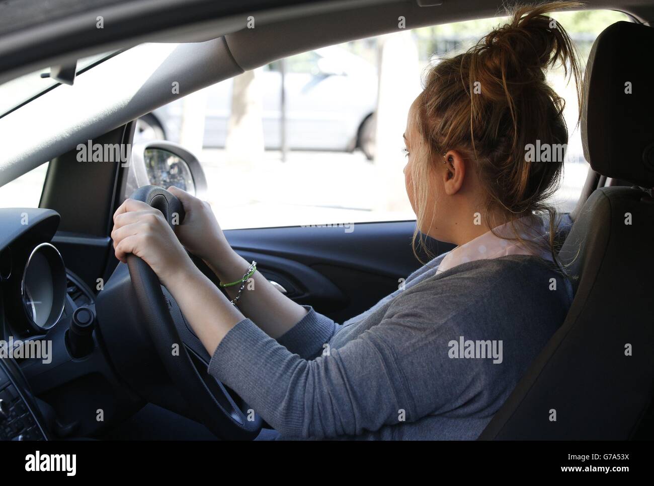 Picture posed by model woman driving hi-res stock photography and ...