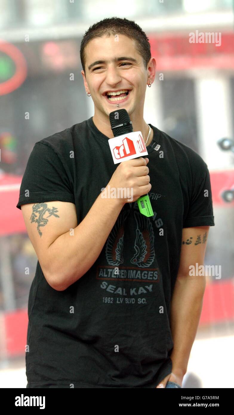 Singer Kristian Leontiou during his guest appearance on MTV's TRL ...