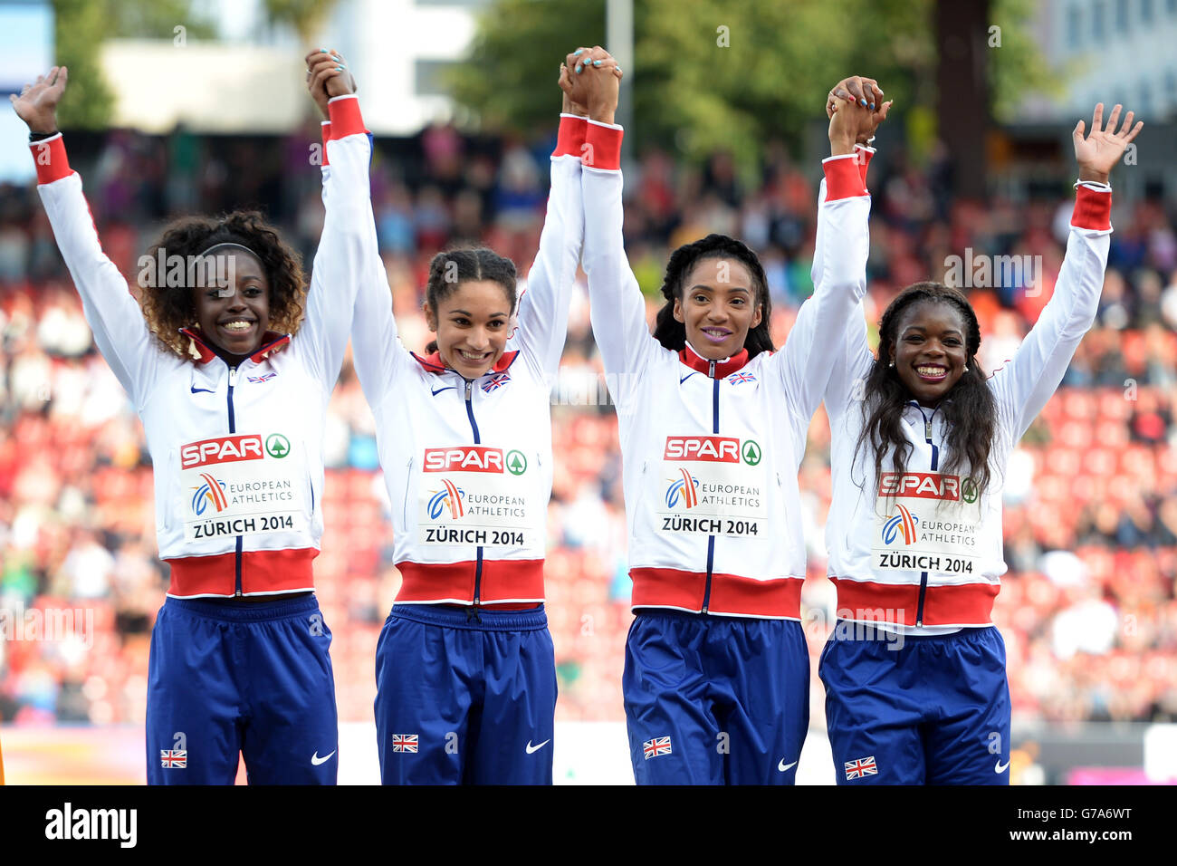 Great Britain's (left-right) Asha Phillip, Jodie Williams, Ashleigh ...