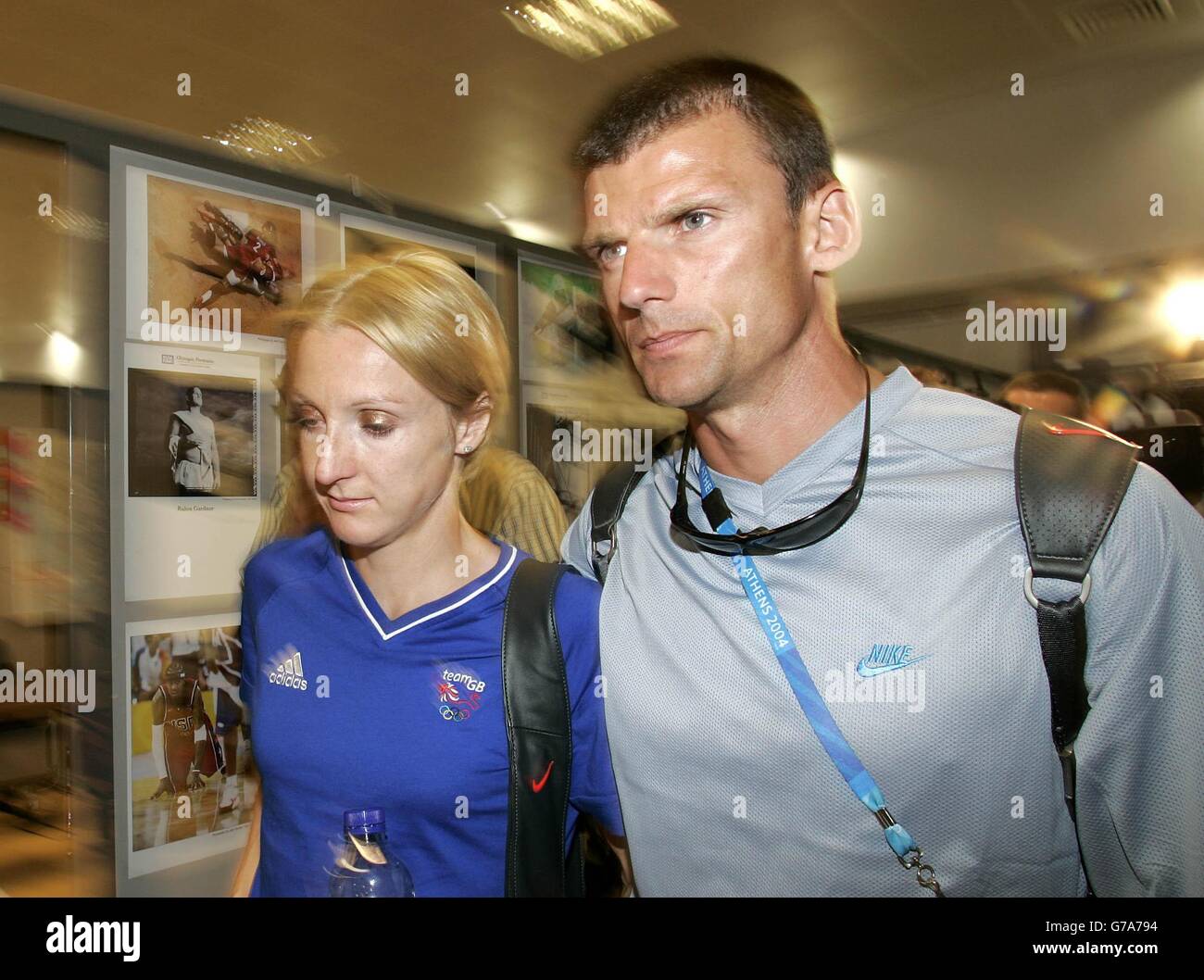 Great Britain's Paula Radcliffe and her husband Gary Lough leave a ...