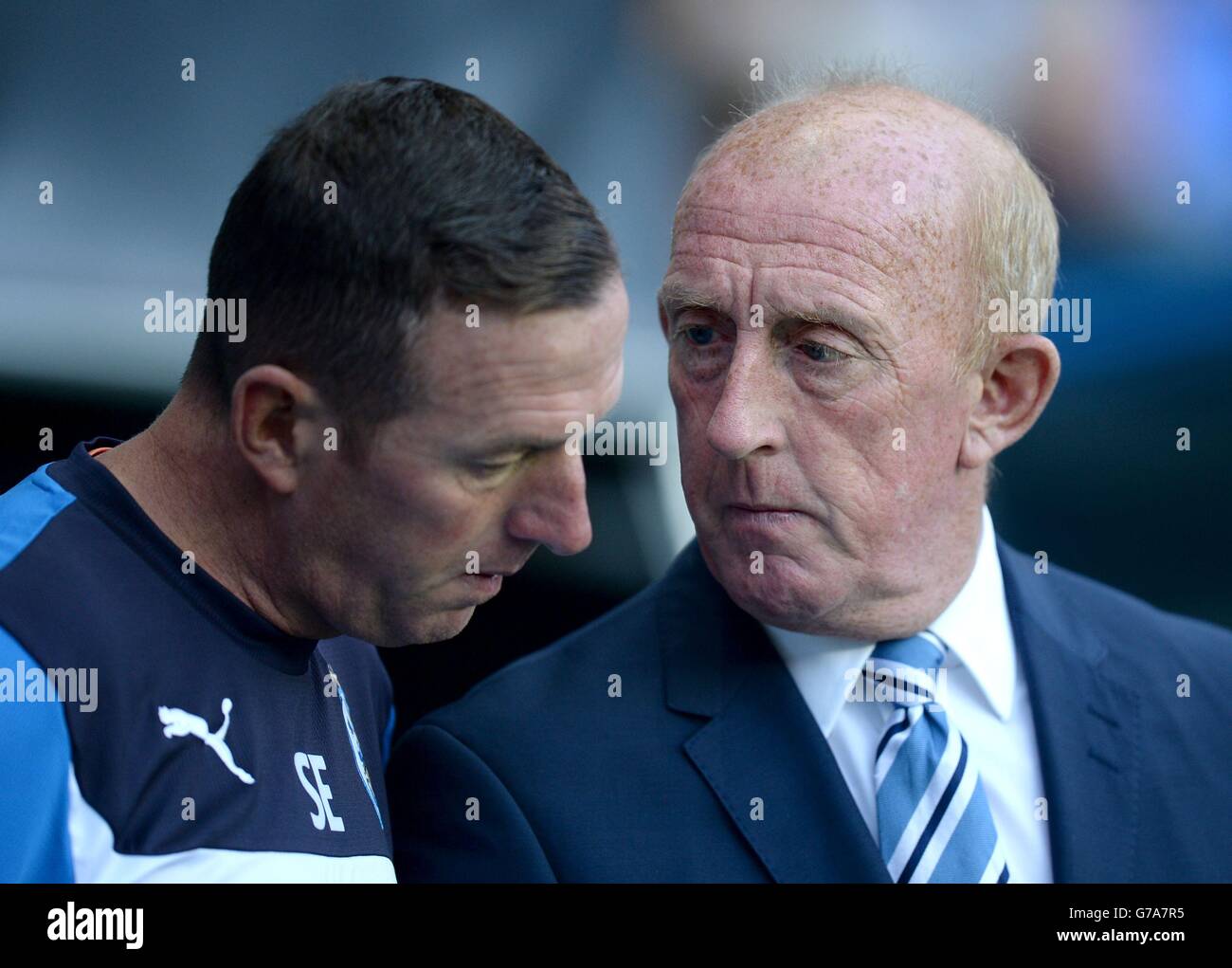 Huddersfield Town manager Mark Lillis (right) with First Team Coach ...