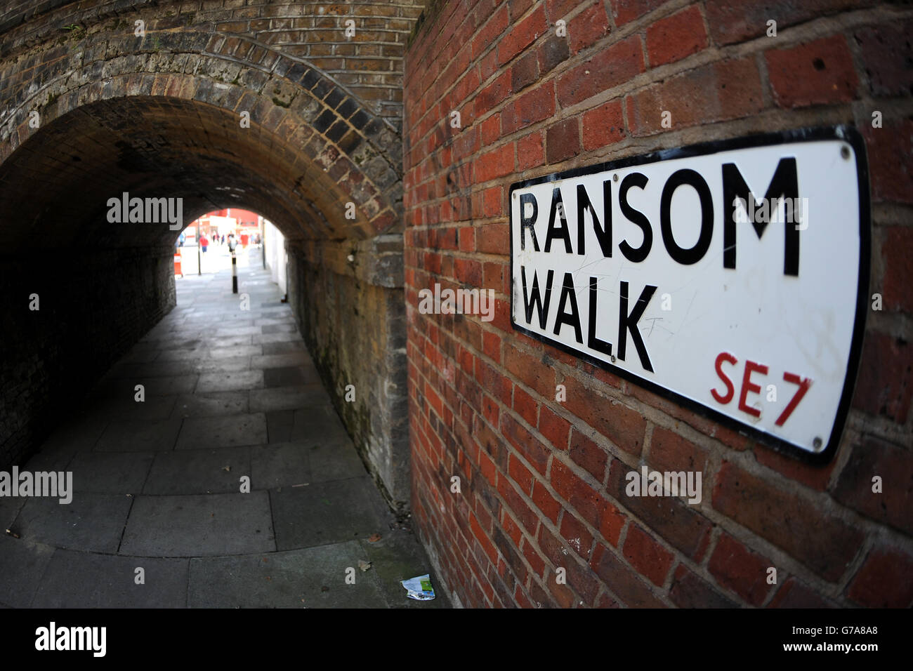 Signage for Ransom Walk can be seen outside The Valley Stock Photo - Alamy