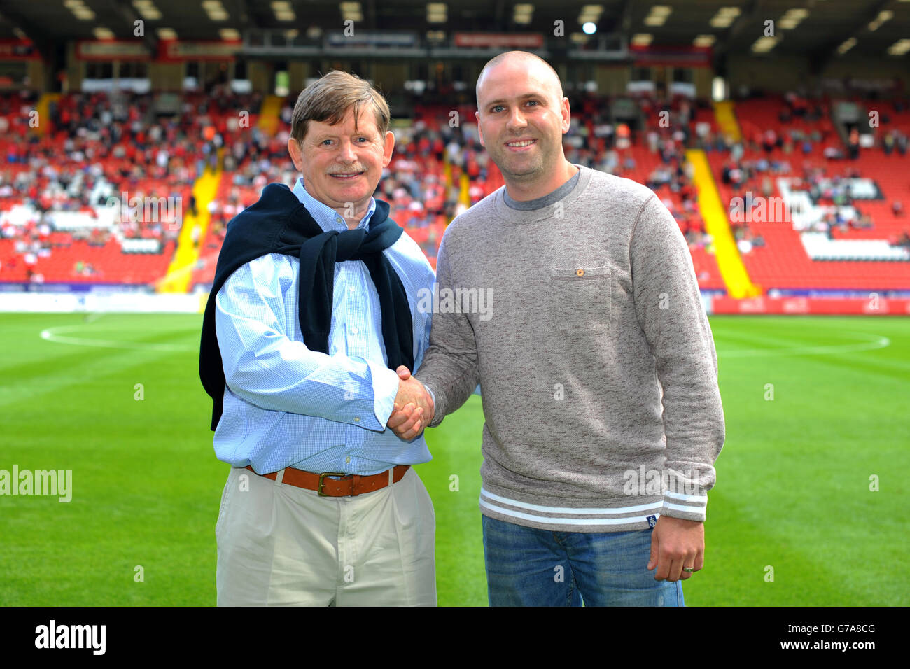 Presentation and interview on the pitch before the match Stock Photo ...