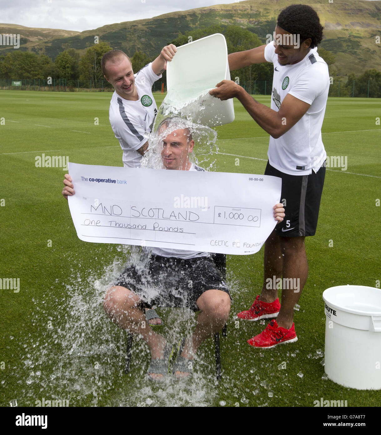 Celtic players take part in the ice bucket challenge as Scott Brown is ...