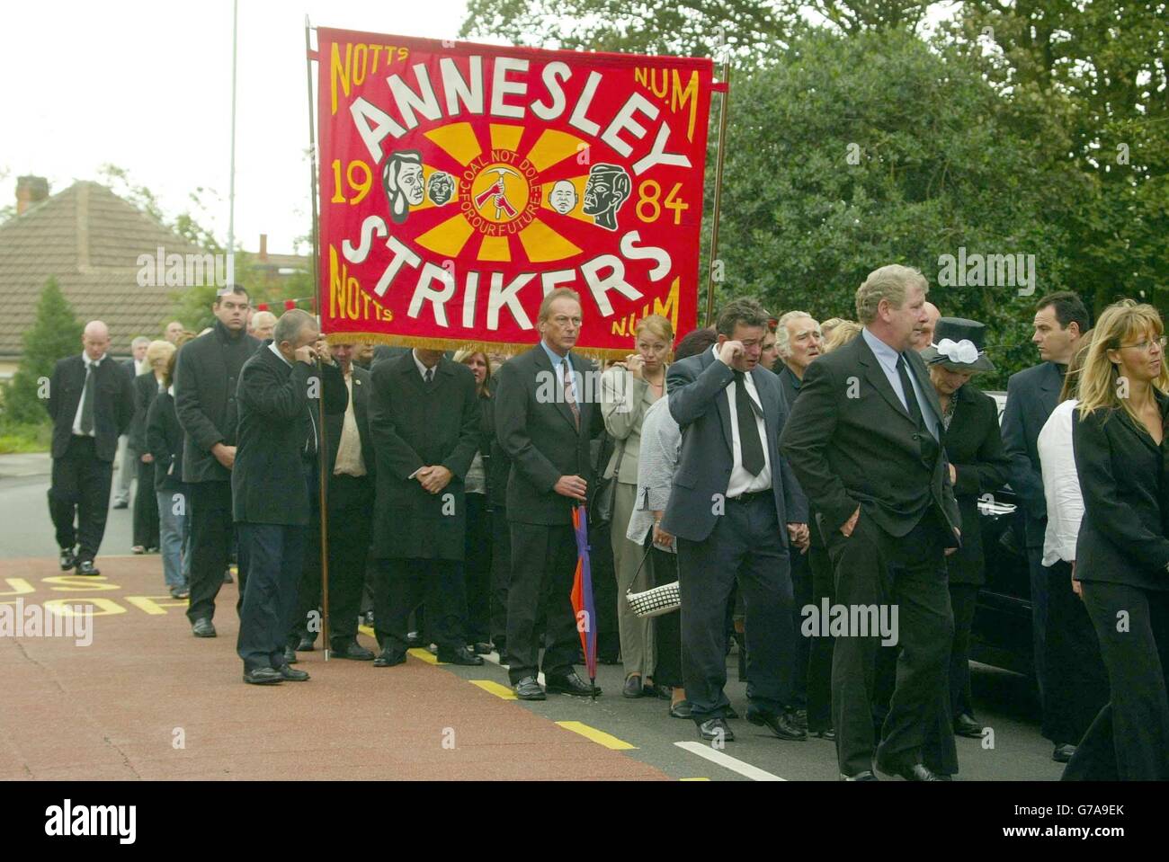 Ex Miners attend the funeral for ex-miner Keith Frogson as it takes ...