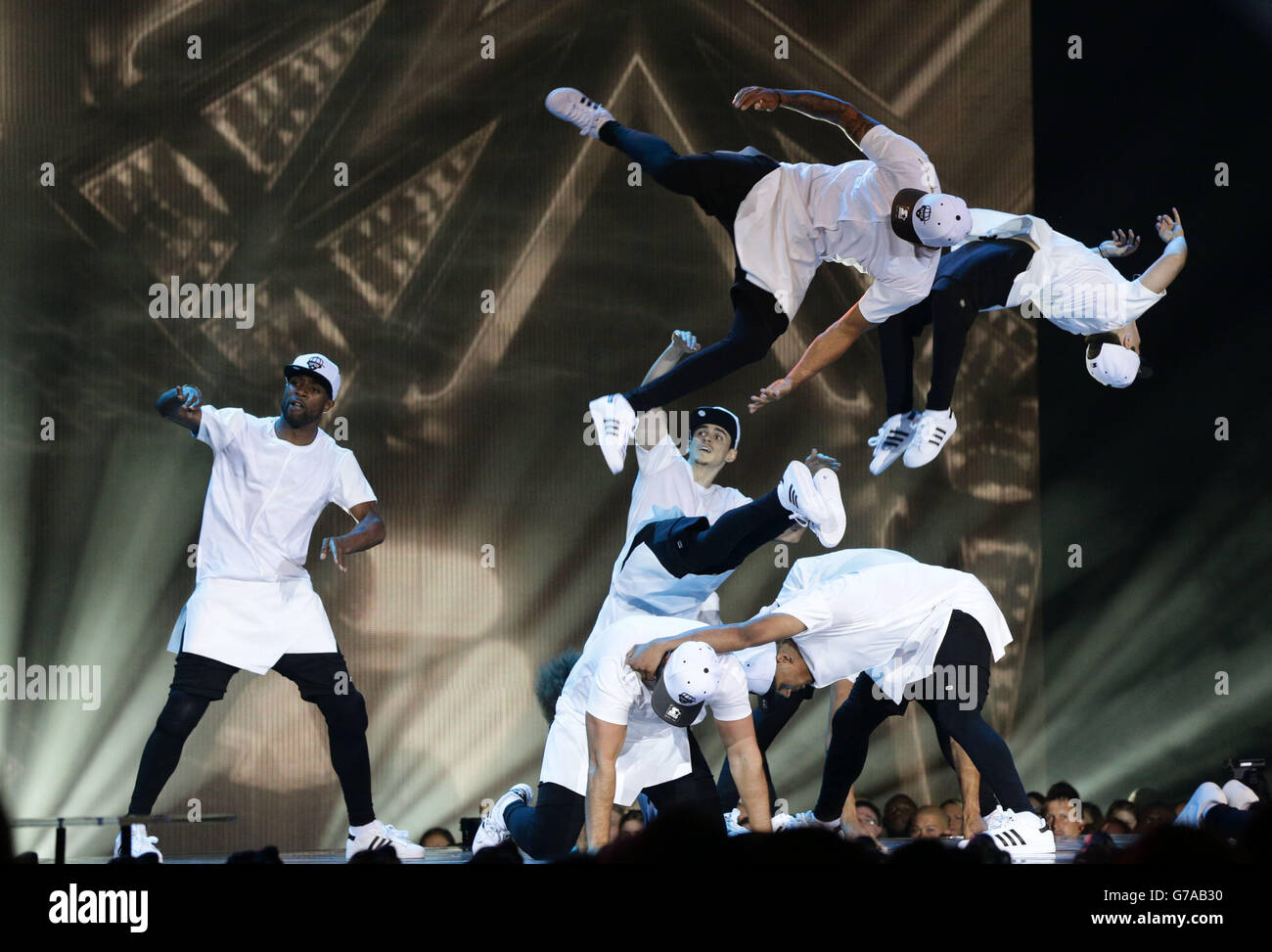 Dance troupe Diversity performing during a dress rehearsal for Sky 1's ...