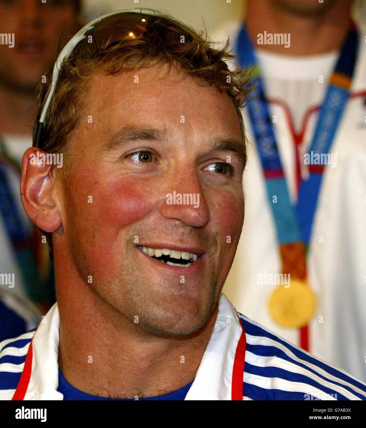 After arrived home from the olympic games with nine gold hi-res stock ...