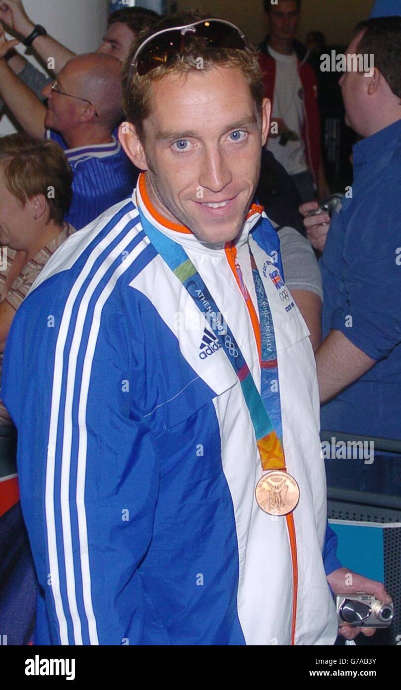 British swimming bronze-medallist Stephen Parry arrives at Gatwick ...