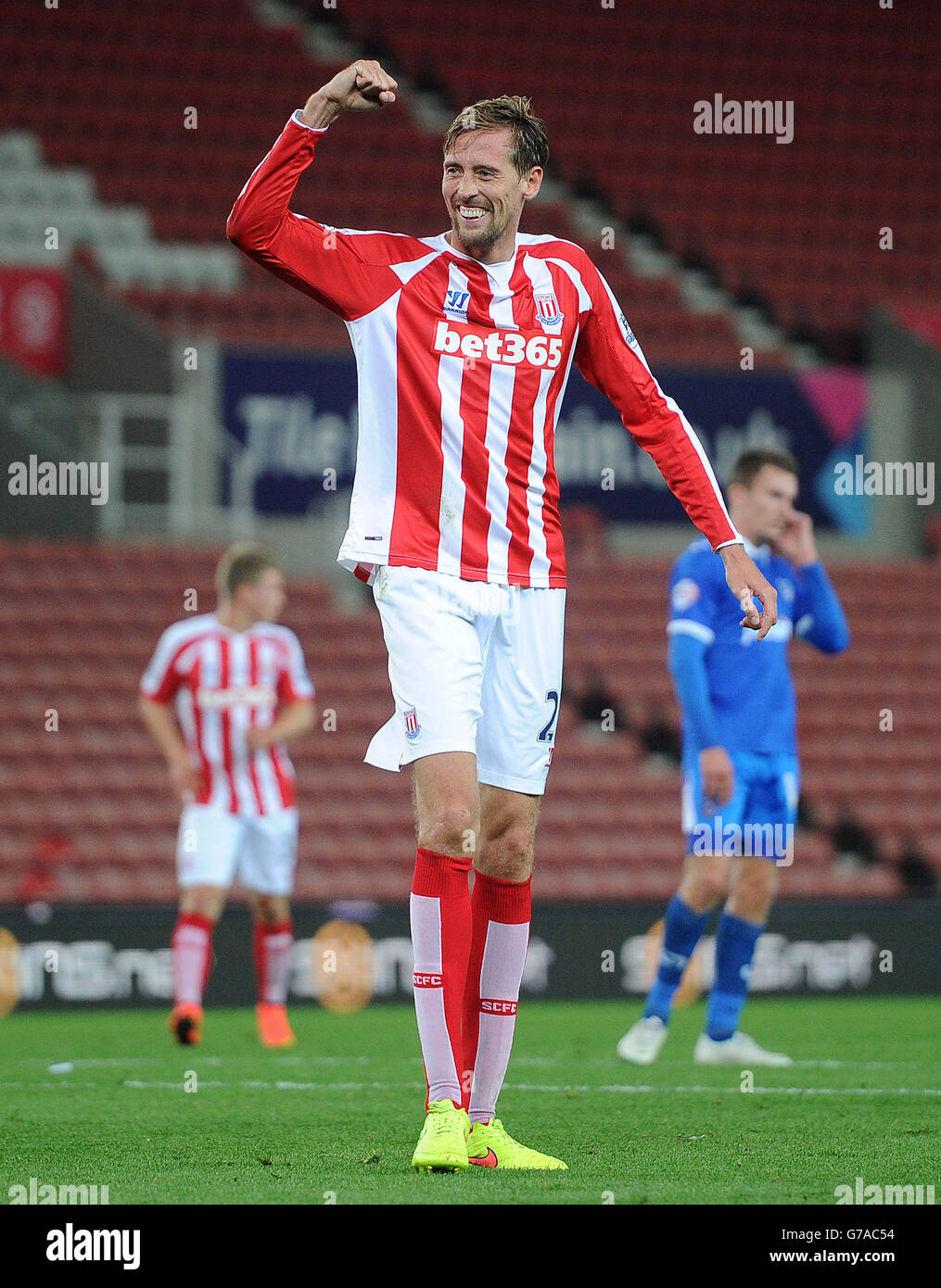 Stoke City's Peter Crouch celebrates scoring his teams 3rd goal against ...