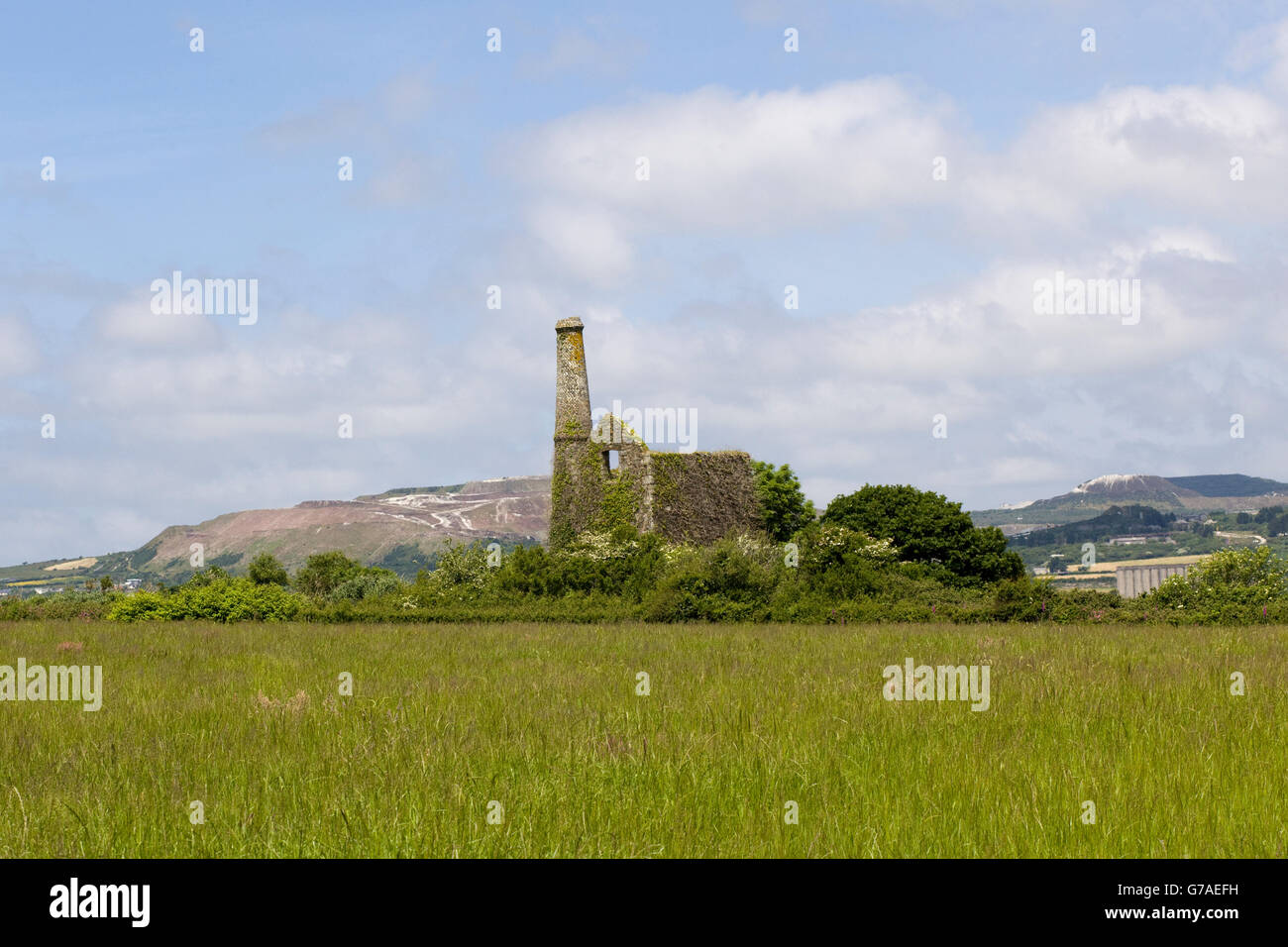 An old ruined engine house left over from Cornish tin and copper mining ...