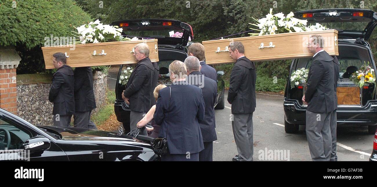 The coffin of Emma Walton arrives for her funeral at St John the ...