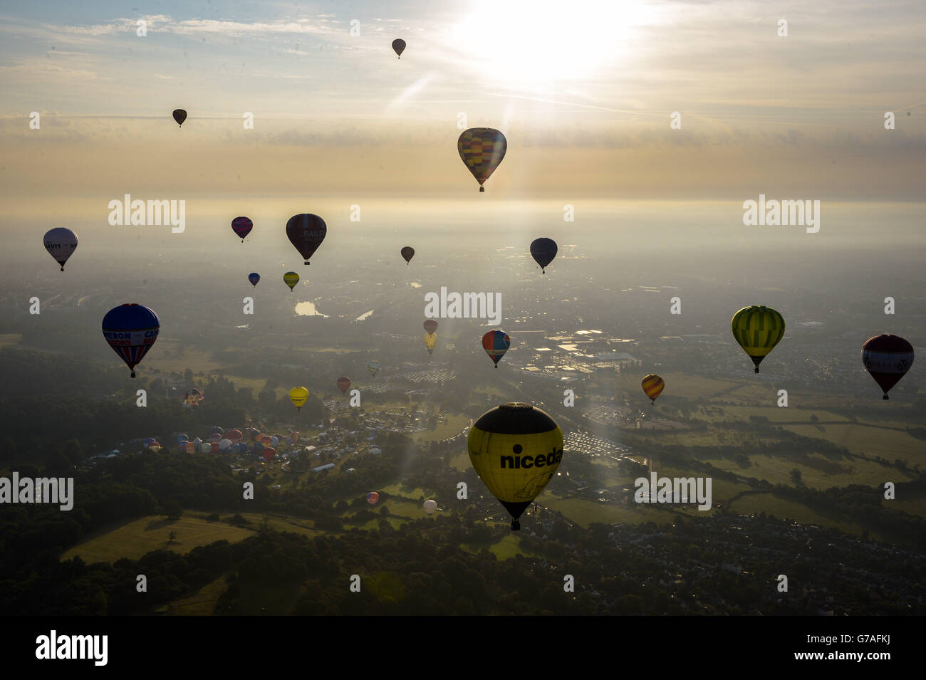 Hot air balloons over north Somerset following a mass ascent at the ...