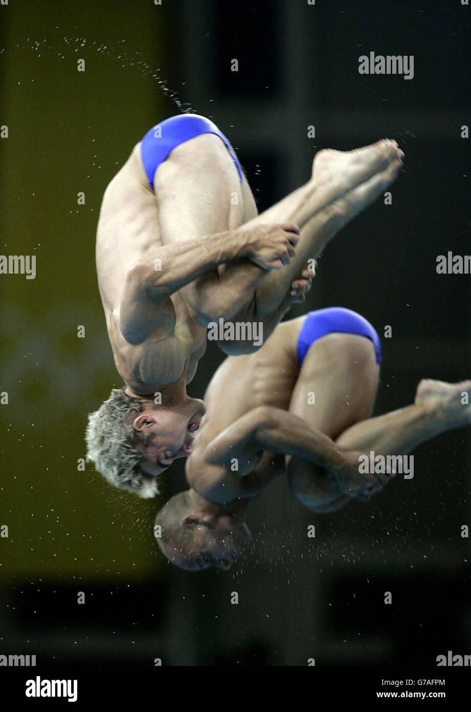 Britain's Peter Waterfield (rear) and Leon Taylor compete in the Men's ...