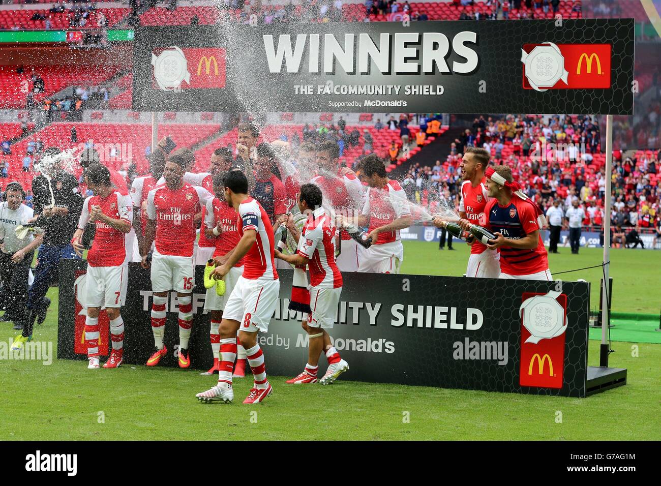 Celebration celebrating full length soccer shield hi-res stock ...