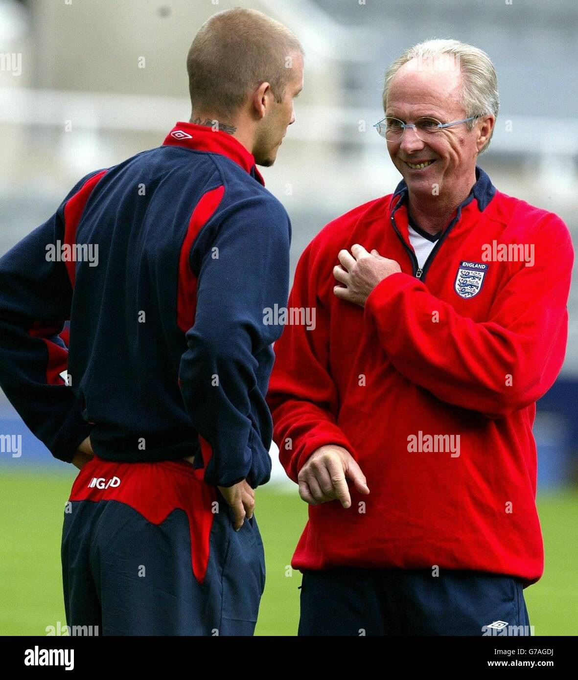 England manager Sven-Goran Eriksson and captain David Beckham, in ...