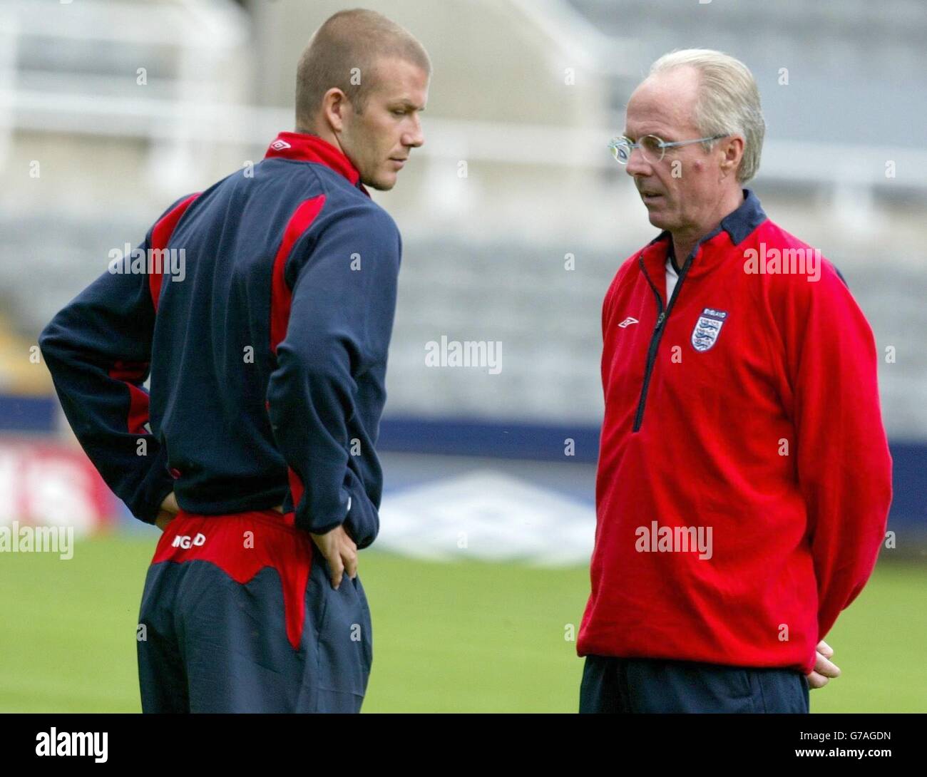 England manager Sven-Goran Eriksson and captain David Beckham, in ...