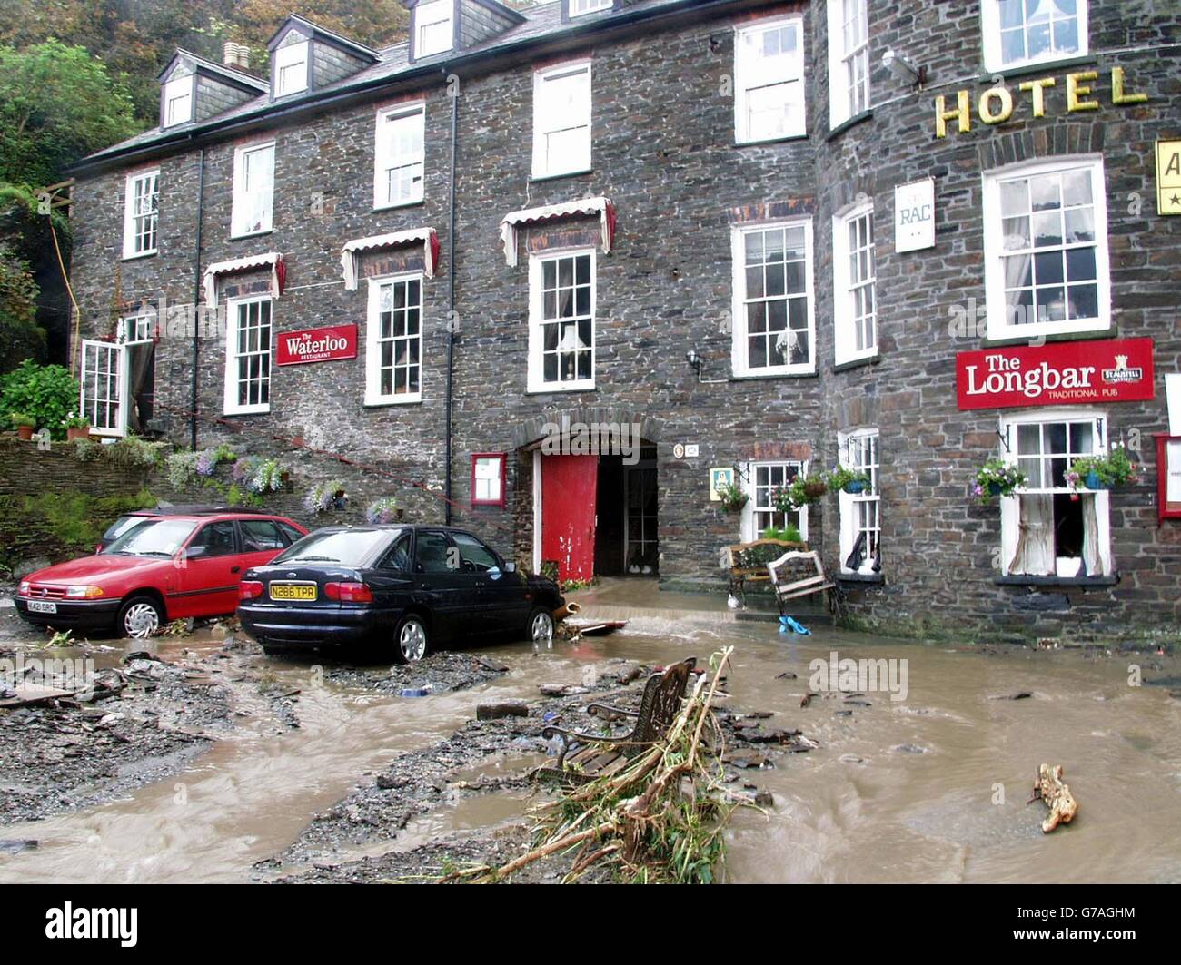 The Wellington Hotel, Boscastle after water tore through the newly ...