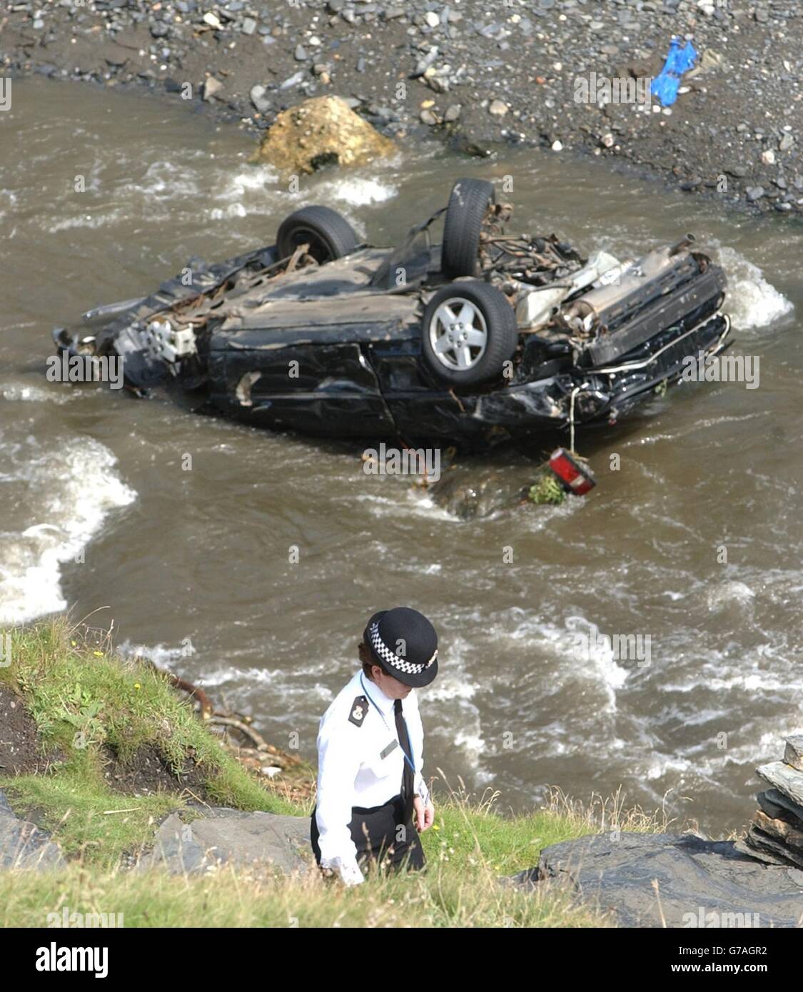 During her visit to view the flood damage at boscastle hi-res stock ...