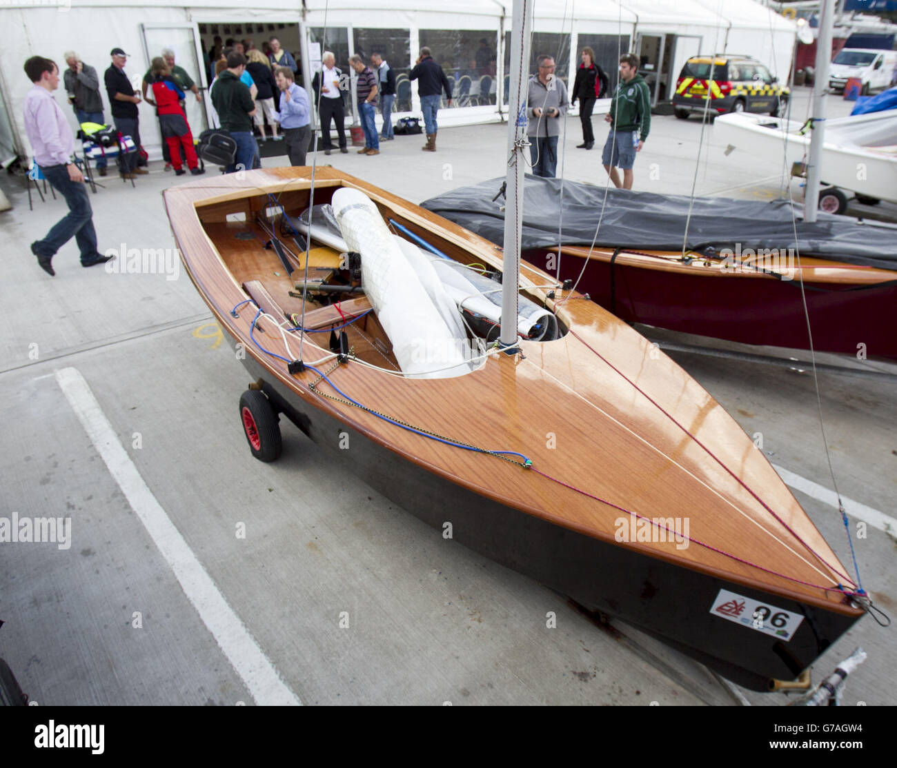 A GP 14 race boat at the East Down Yacht Club, Killyleagh, Northern ...