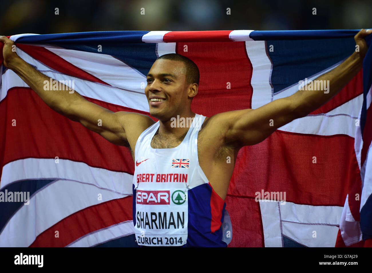 Great Britain's Mark Sharman celebrates his second place in the Men's ...