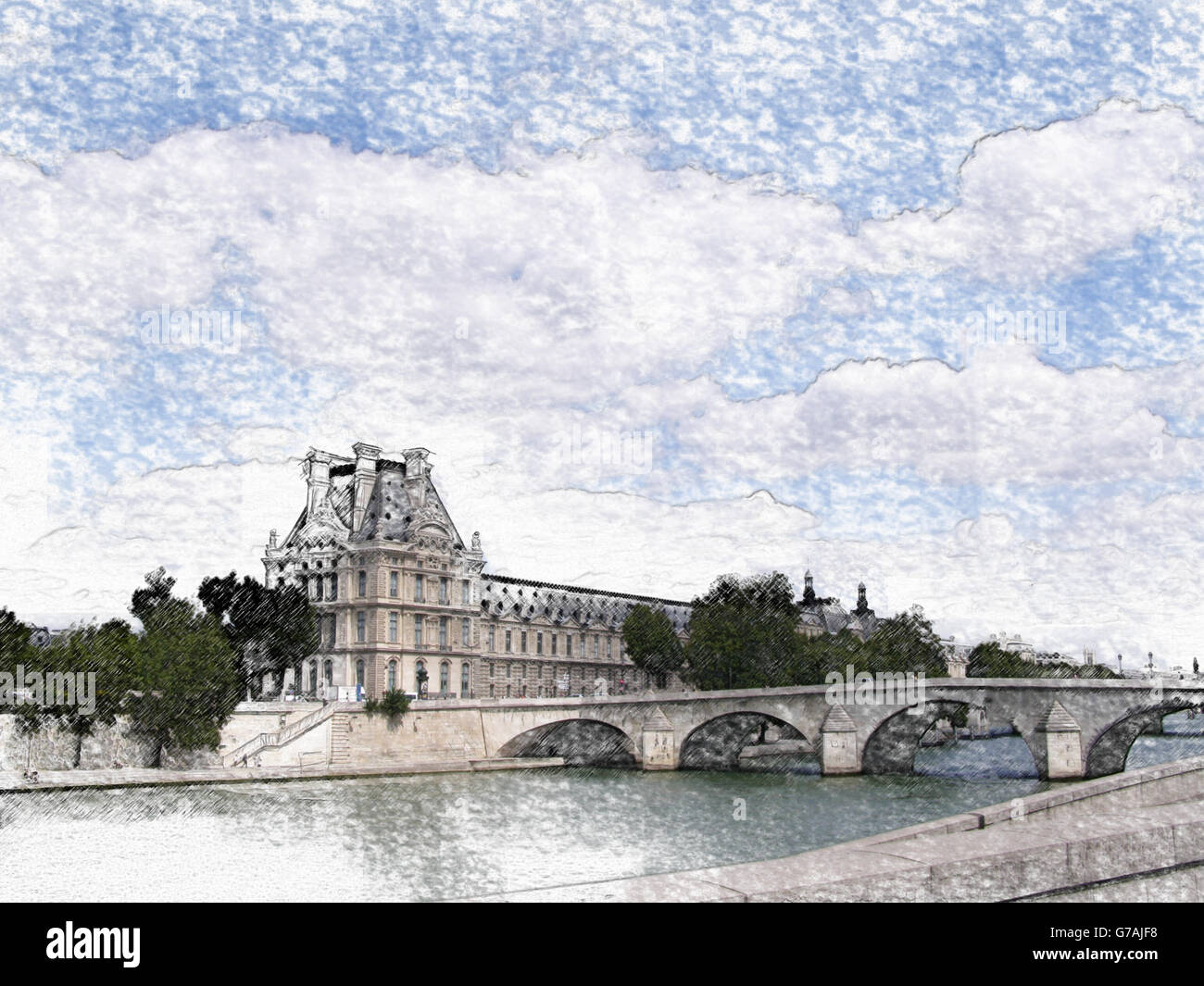 Overview beautiful historic architecture on Seine river. Paris, France ...
