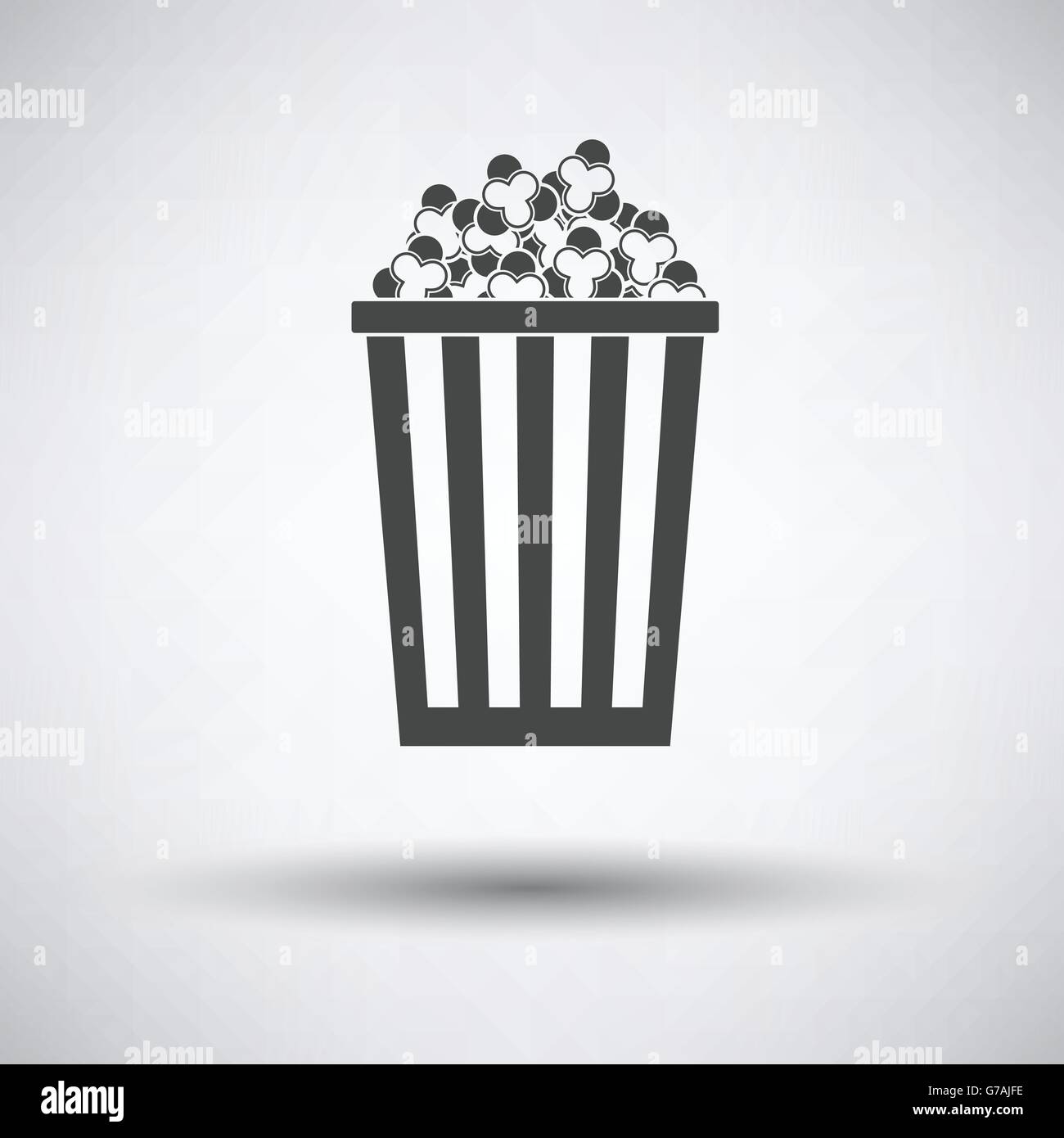 Cinema popcorn icon on gray background, round shadow. Vector ...