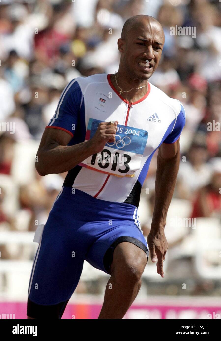 Men's 200m. Great Britain's Chris Lambert prior to pulling up in his ...