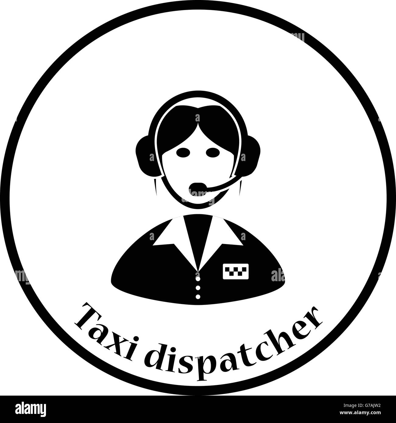 Taxi dispatcher icon. Thin circle design. Vector illustration Stock ...