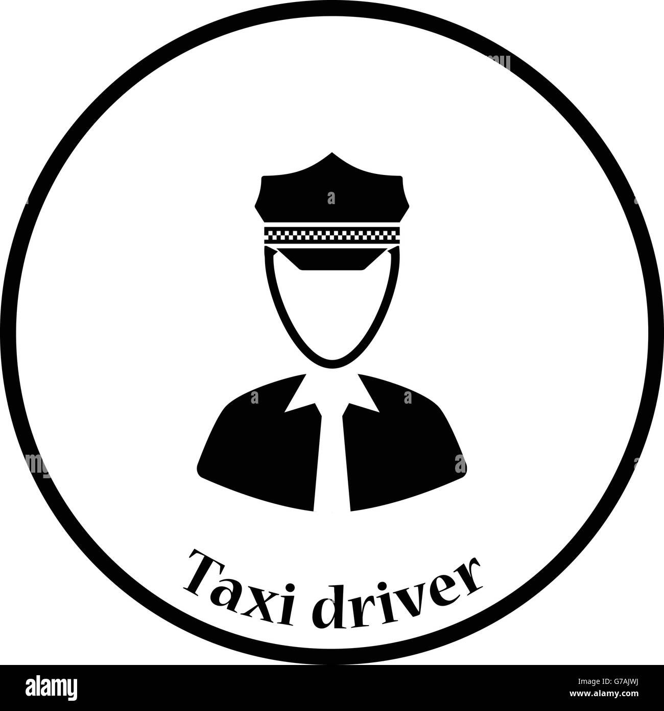 Taxi driver icon. Thin circle design. Vector illustration Stock Vector ...