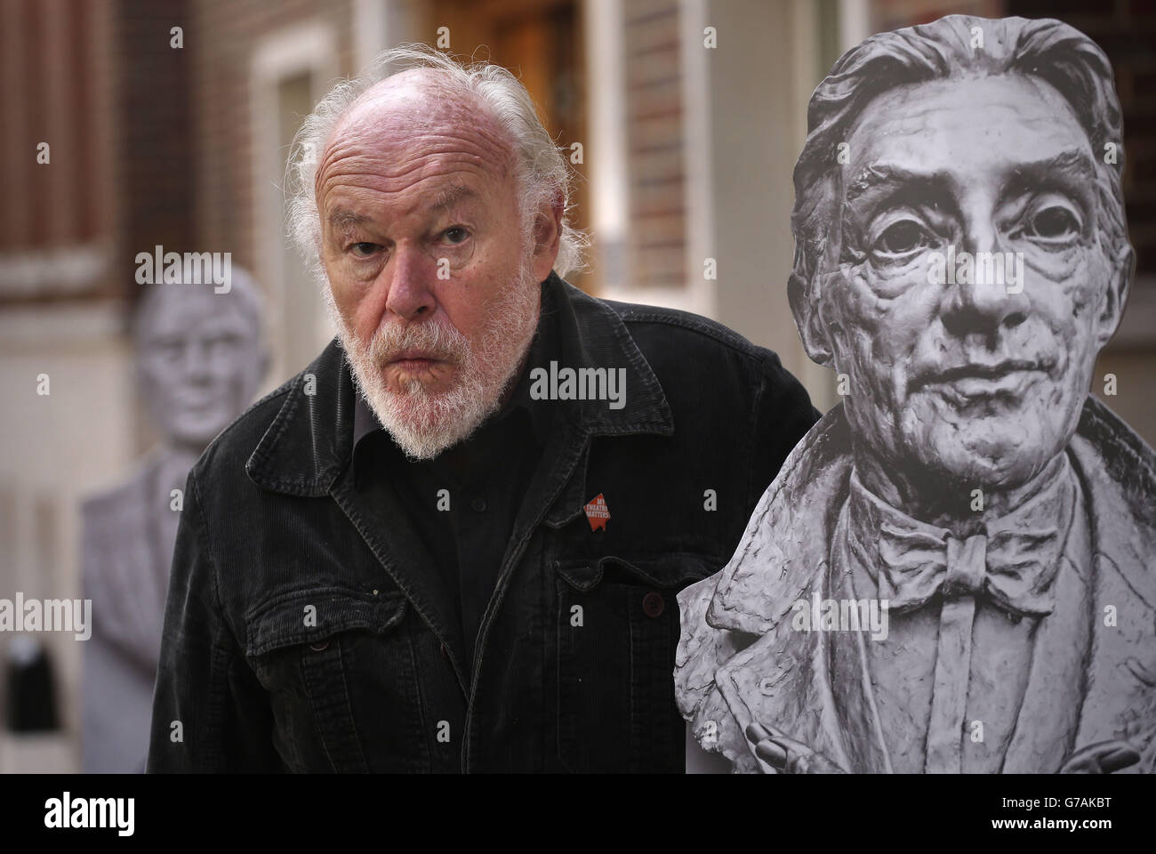 Timothy West next to a cardboard statue at the launch of Talking ...