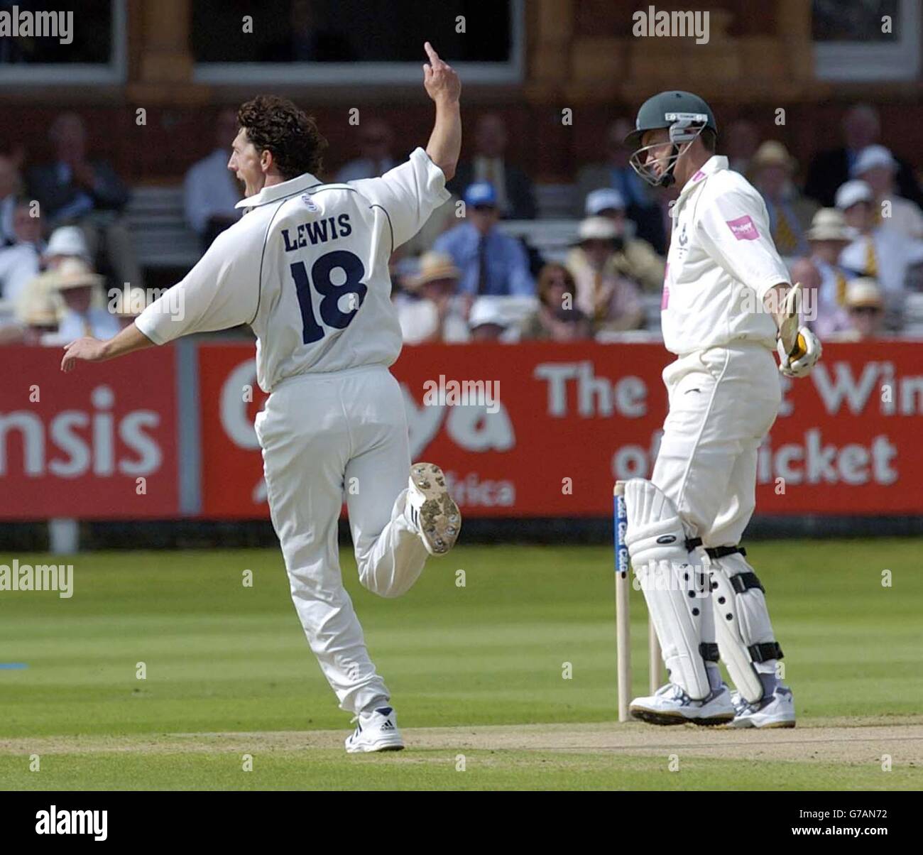 Sport cricket celebrating running arms raised jon lewis hi-res stock ...
