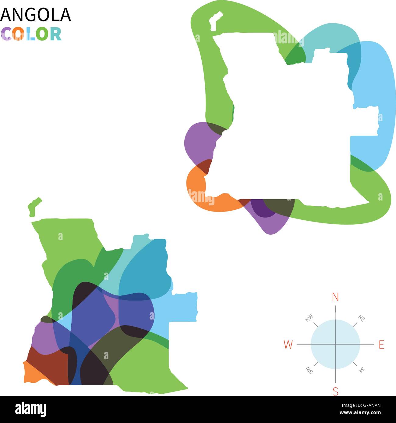 Abstract vector color map of Angola Stock Vector Image & Art - Alamy