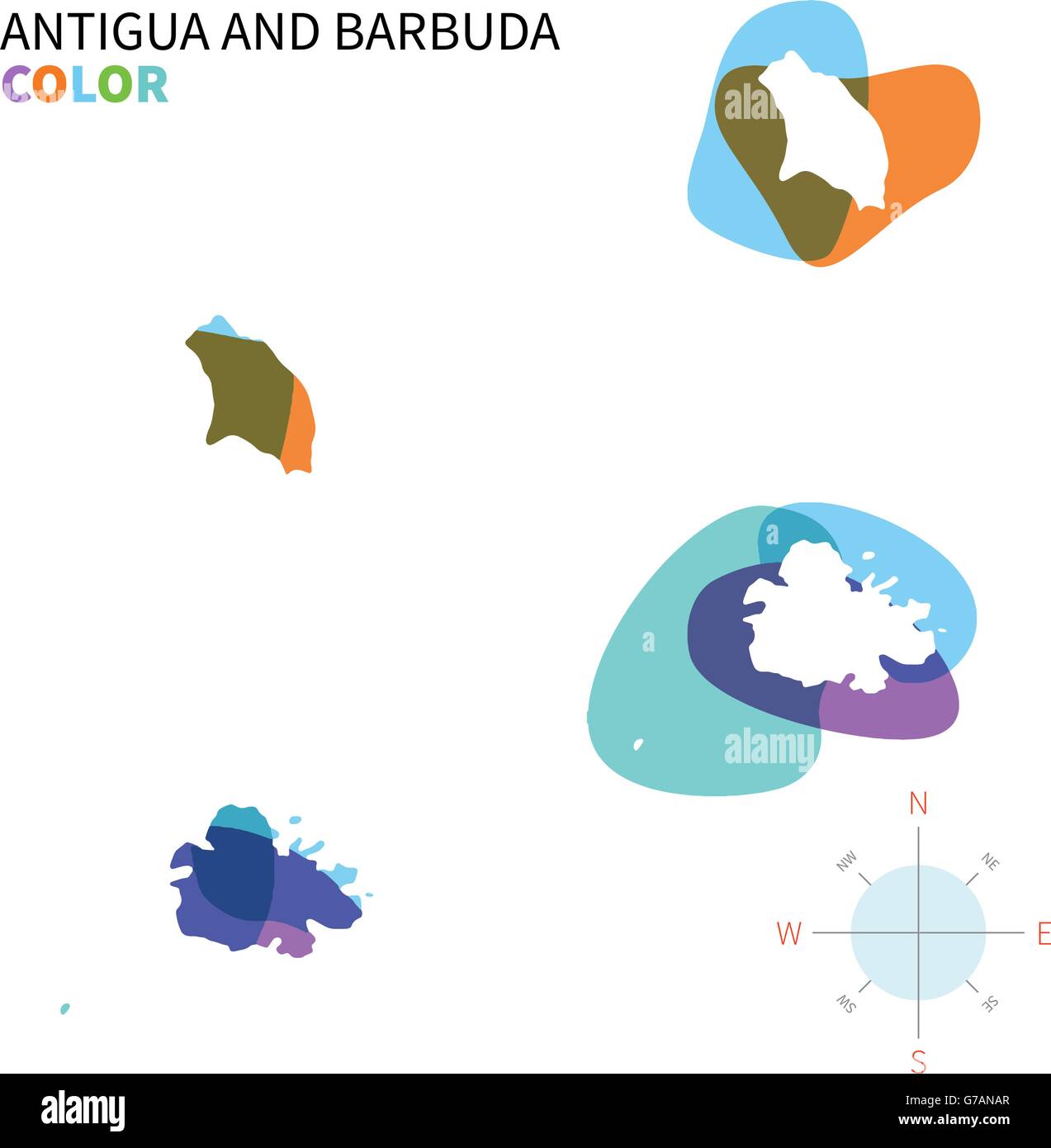 Abstract vector color map of Antigua and Barbuda Stock Vector Image ...