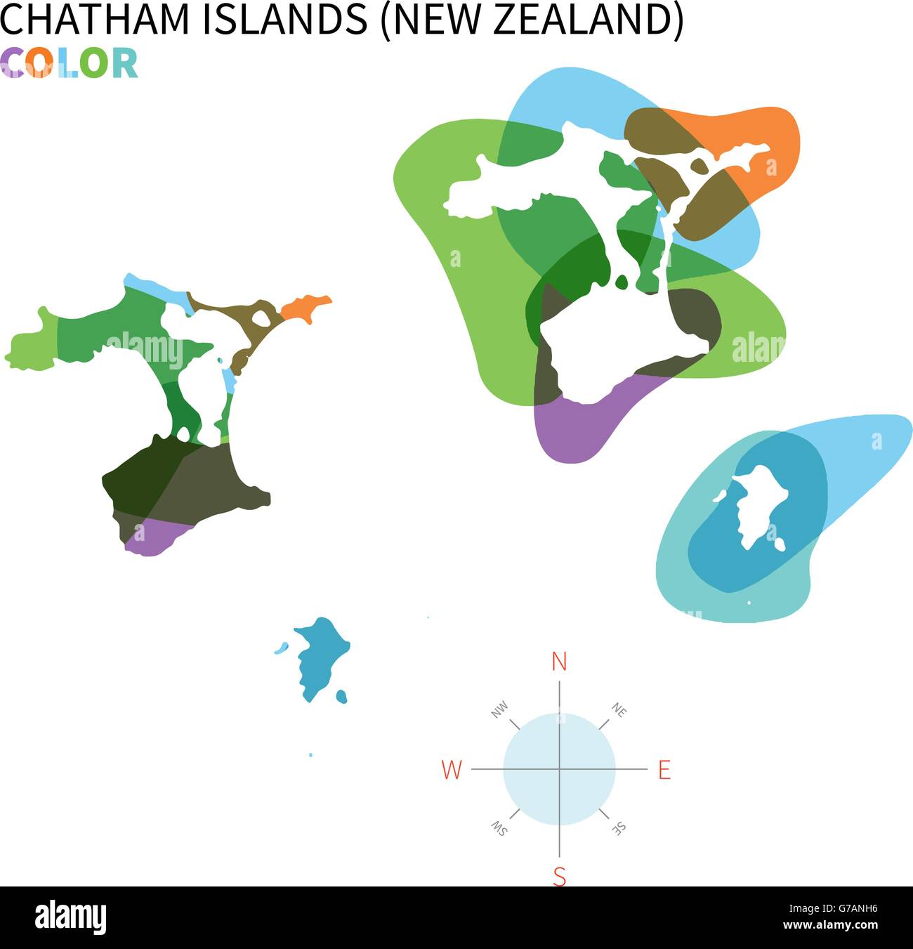 Abstract vector color map of Chatham Islands Stock Vector Image & Art ...
