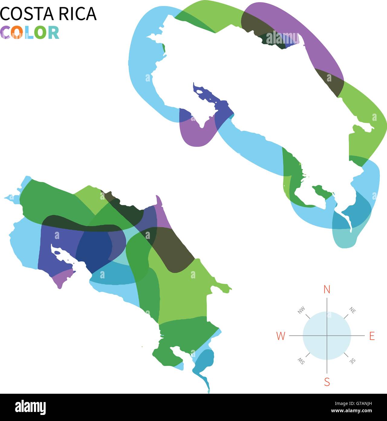 Abstract vector color map of Costa Rica Stock Vector Image & Art - Alamy