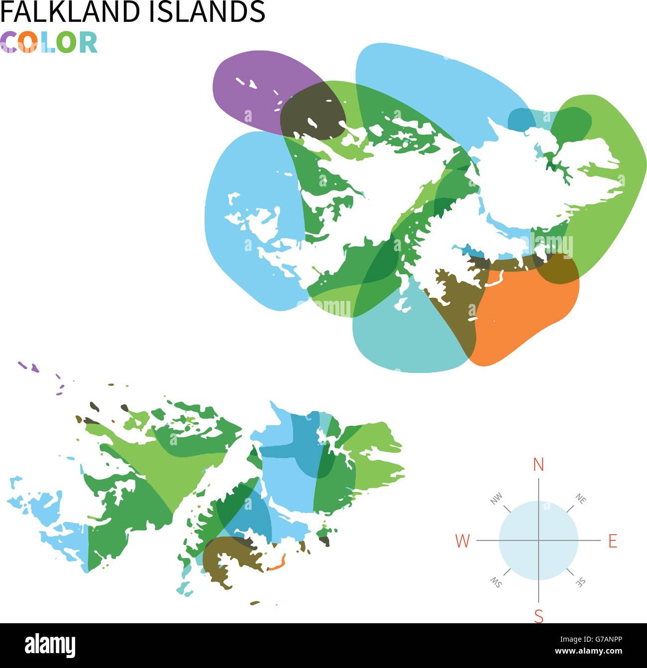 Abstract vector color map of Falkland Islands Stock Vector Image & Art ...