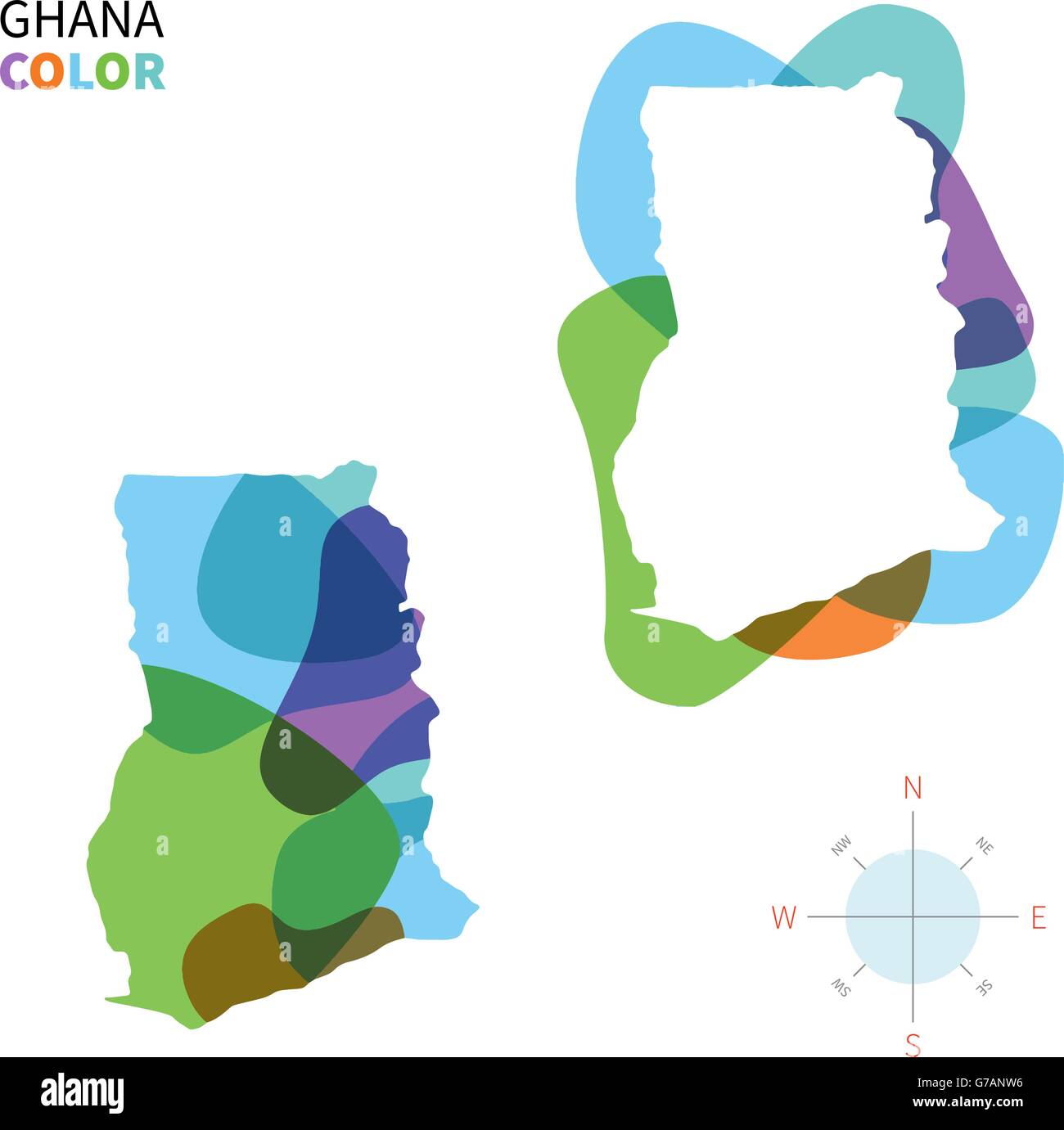 Abstract vector color map of Ghana Stock Vector Image & Art - Alamy