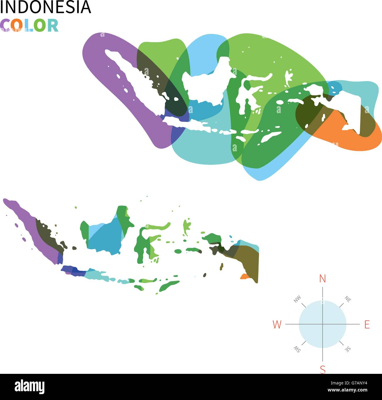 Abstract vector color map of Indonesia Stock Vector Image & Art - Alamy