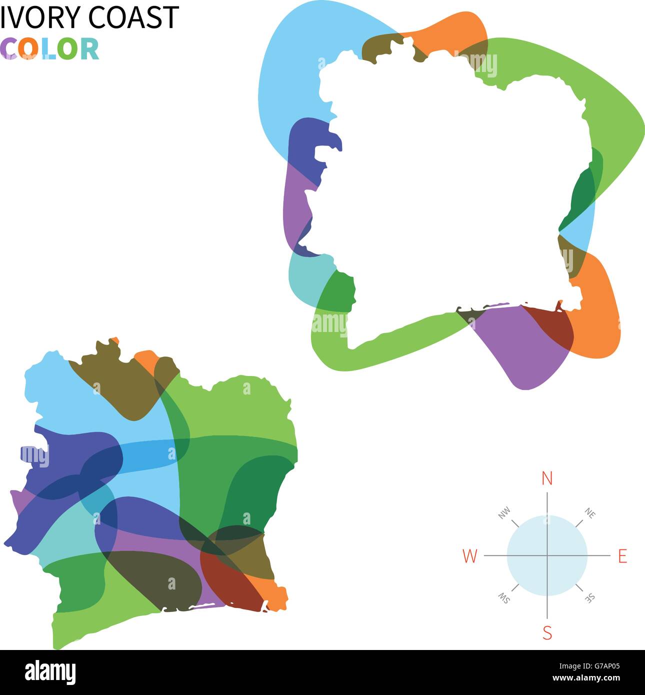 Abstract vector color map of Ivory Coast Stock Vector Image & Art - Alamy