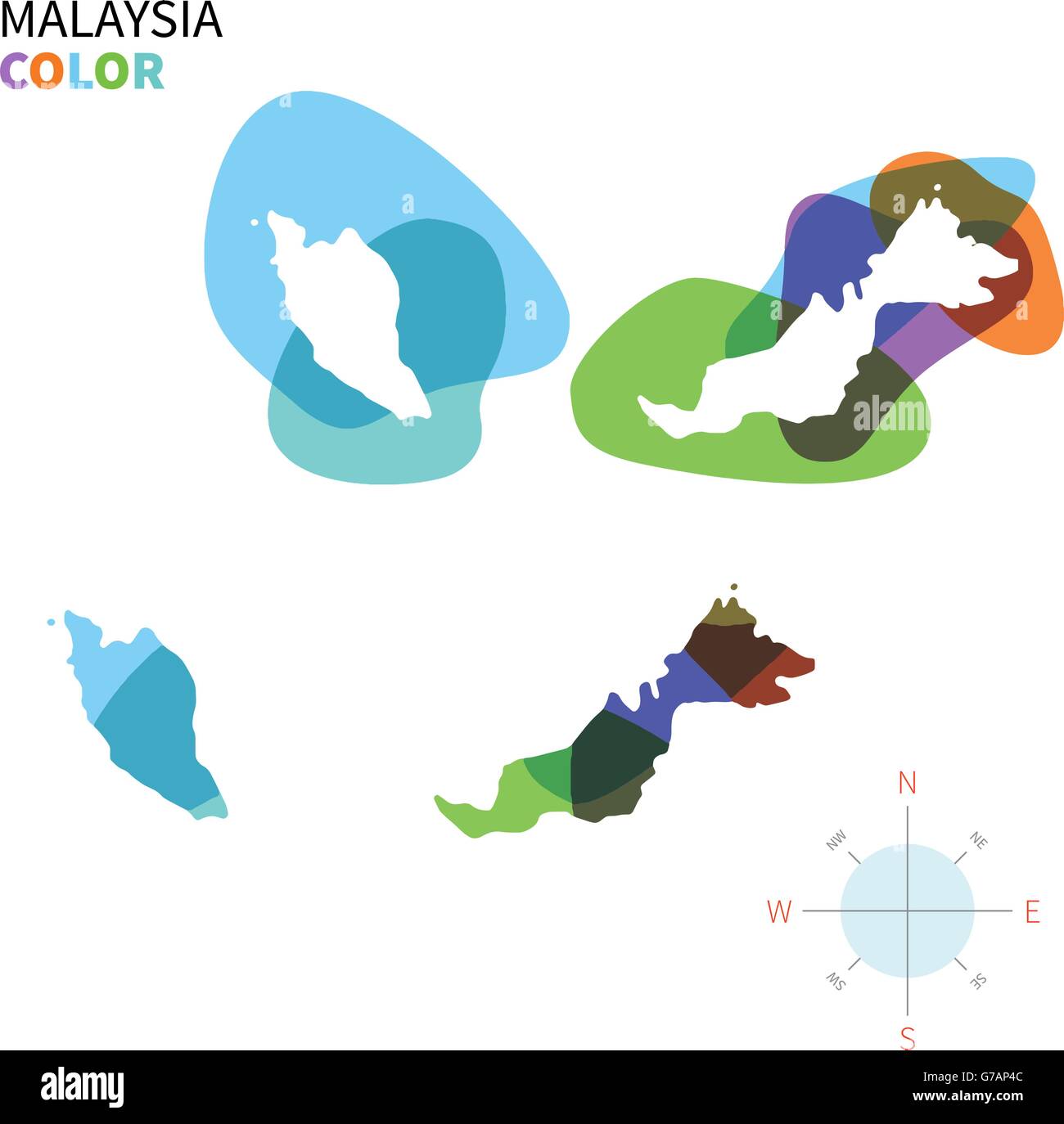Abstract vector color map of Malaysia Stock Vector Image & Art - Alamy