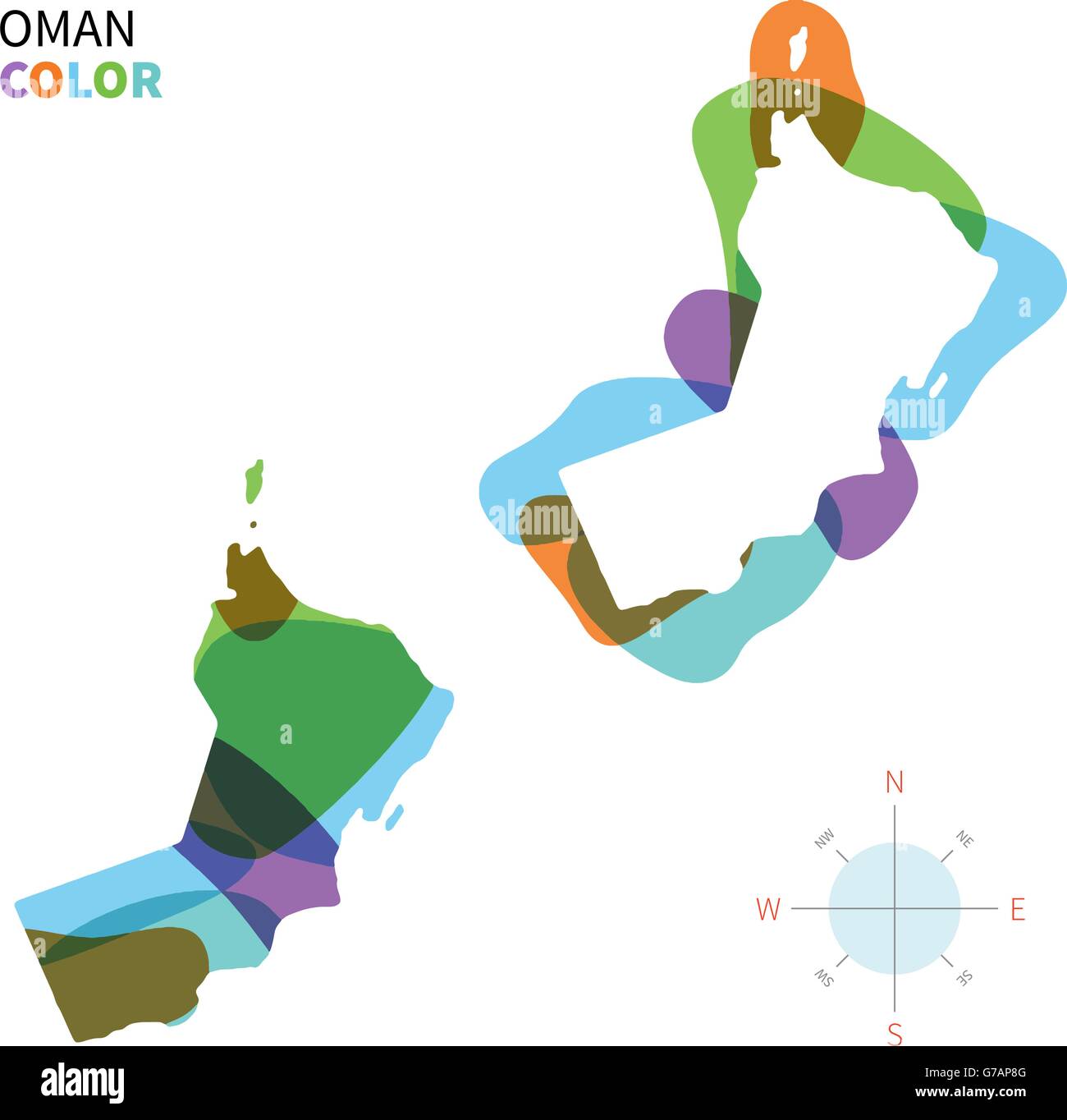 Abstract vector color map of Oman Stock Vector Image & Art - Alamy