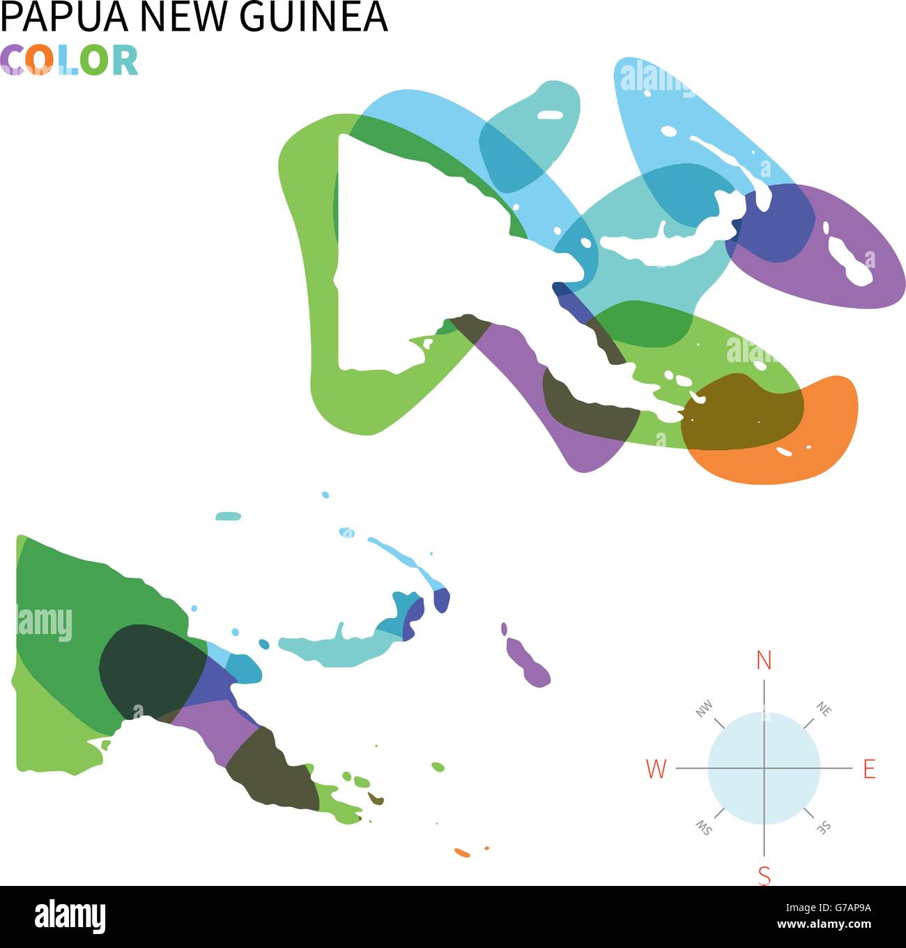 Abstract vector color map of Papua New Guinea Stock Vector Image & Art ...