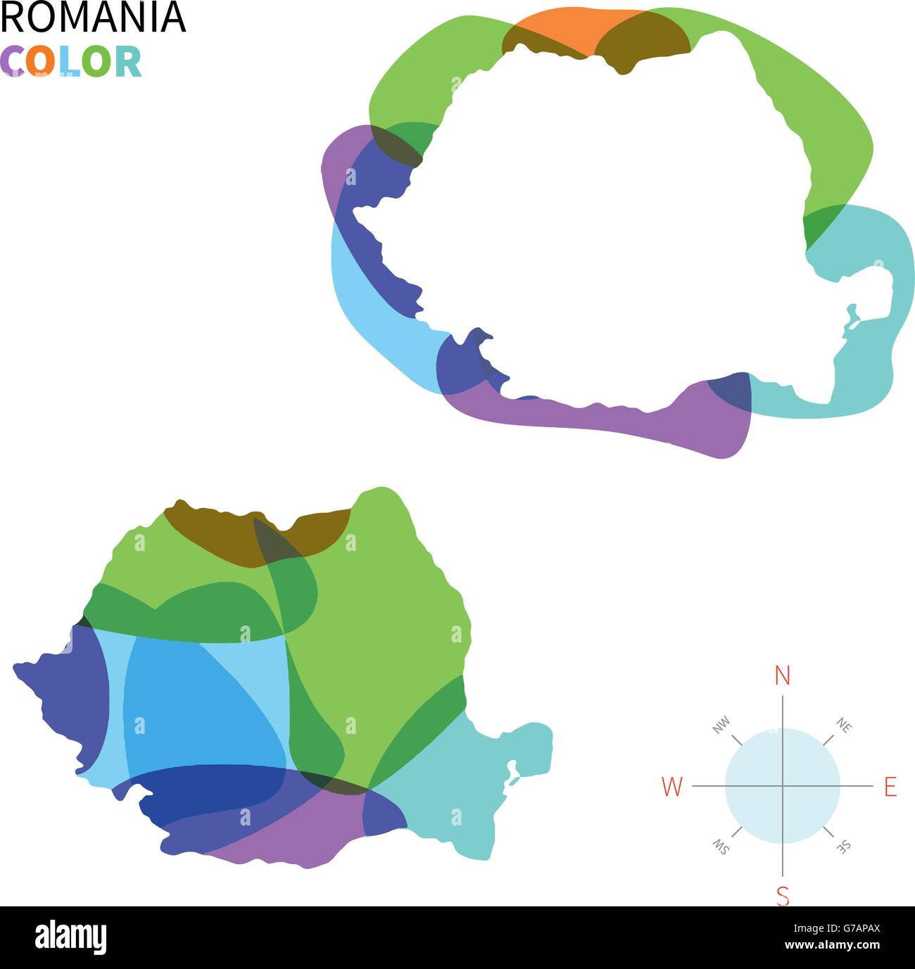Abstract vector color map of Romania Stock Vector Image & Art - Alamy