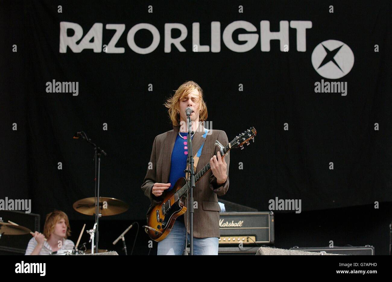 Johnny Borrell of Razorlight performing on the Main Stage, during the ...