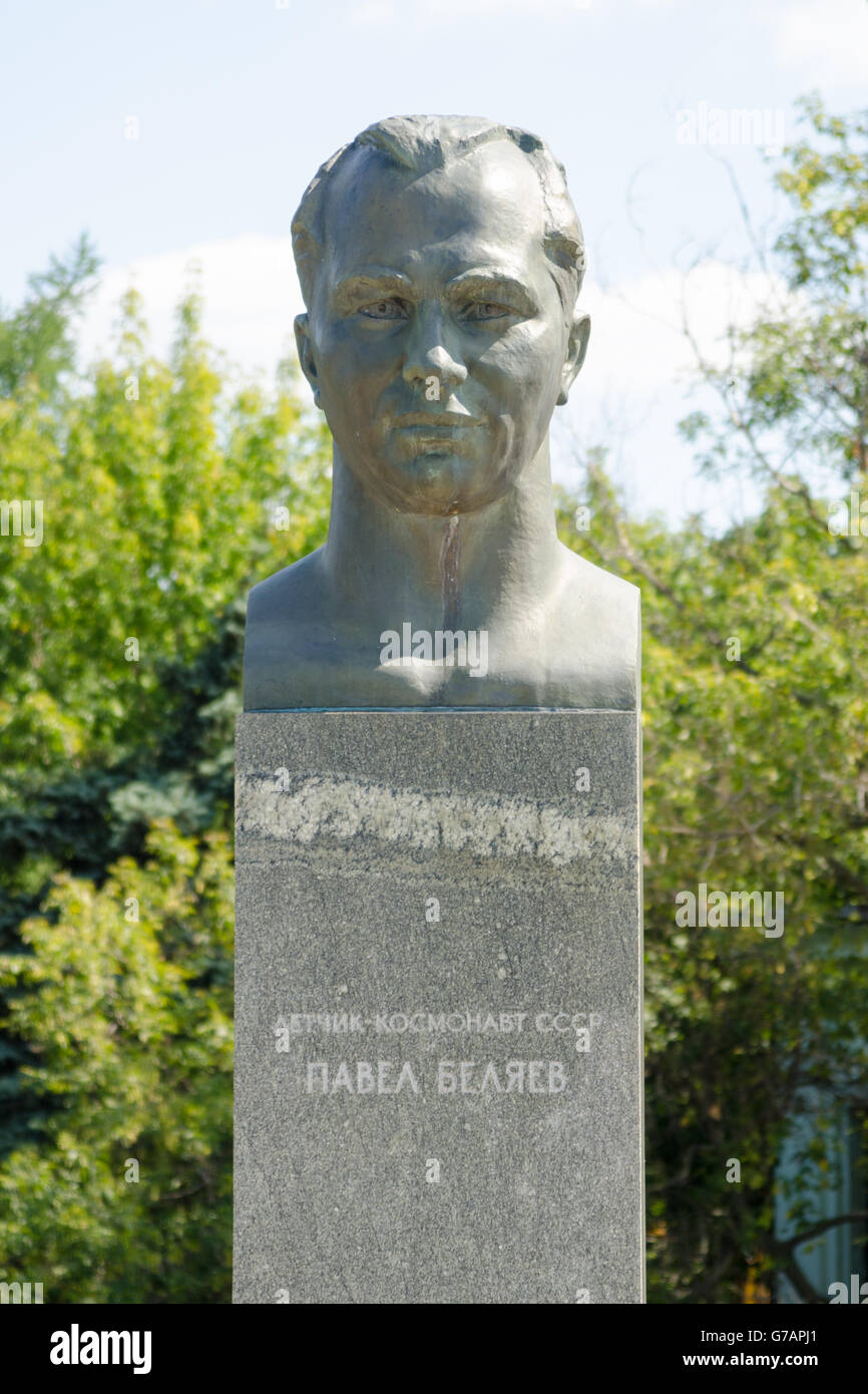 Moscow, Russia - August 10, 2015: Monument to cosmonaut Pavel Belyaev ...