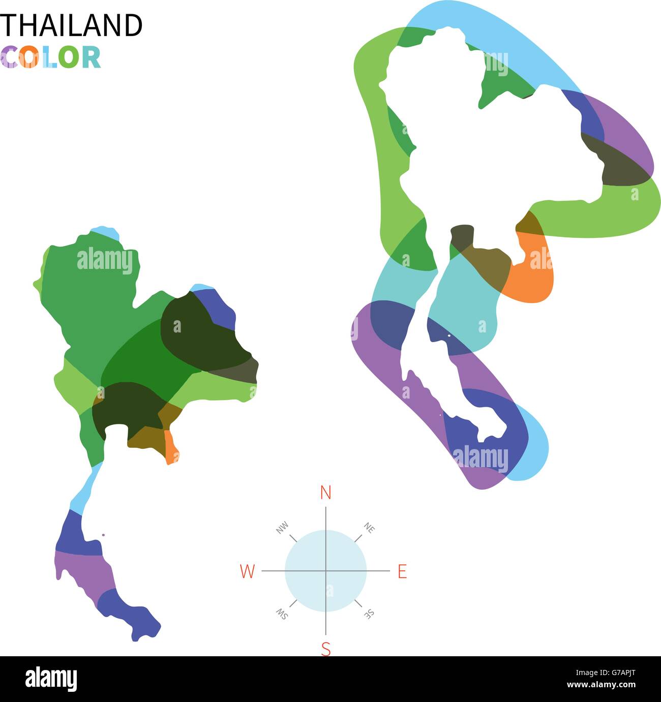 Abstract vector color map of Thailand Stock Vector Image & Art - Alamy