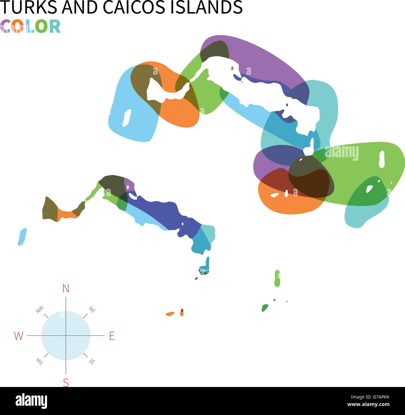 Abstract vector color map of Turks and Caicos Islands Stock Vector ...